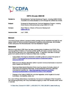 CDFA Circular 2020.06 – Microenterprise direct grants.COVID-19.CDBG-CV ...